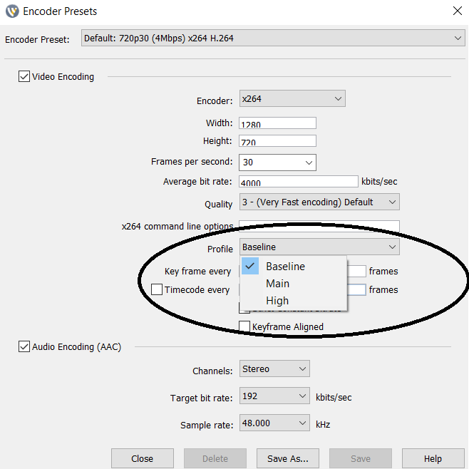 Change Wirecast Video Encoding Profile for HTML5 | Dacast