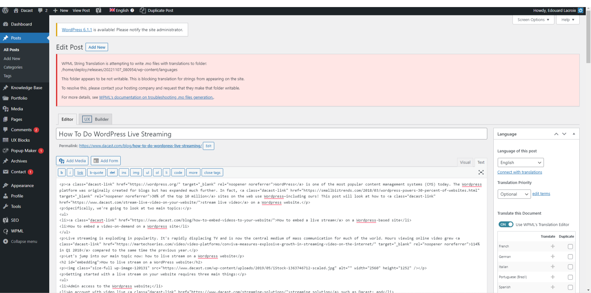 Cómo hacer streaming en directo con WordPress