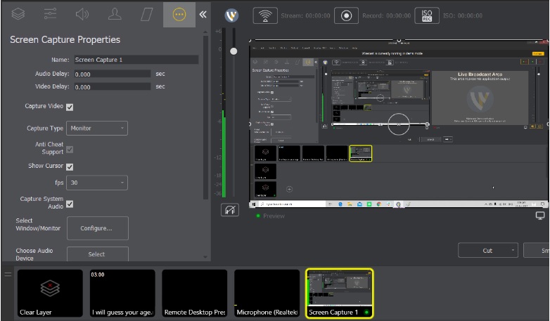 Use Wirecast to broadcast your screen with microphone audio