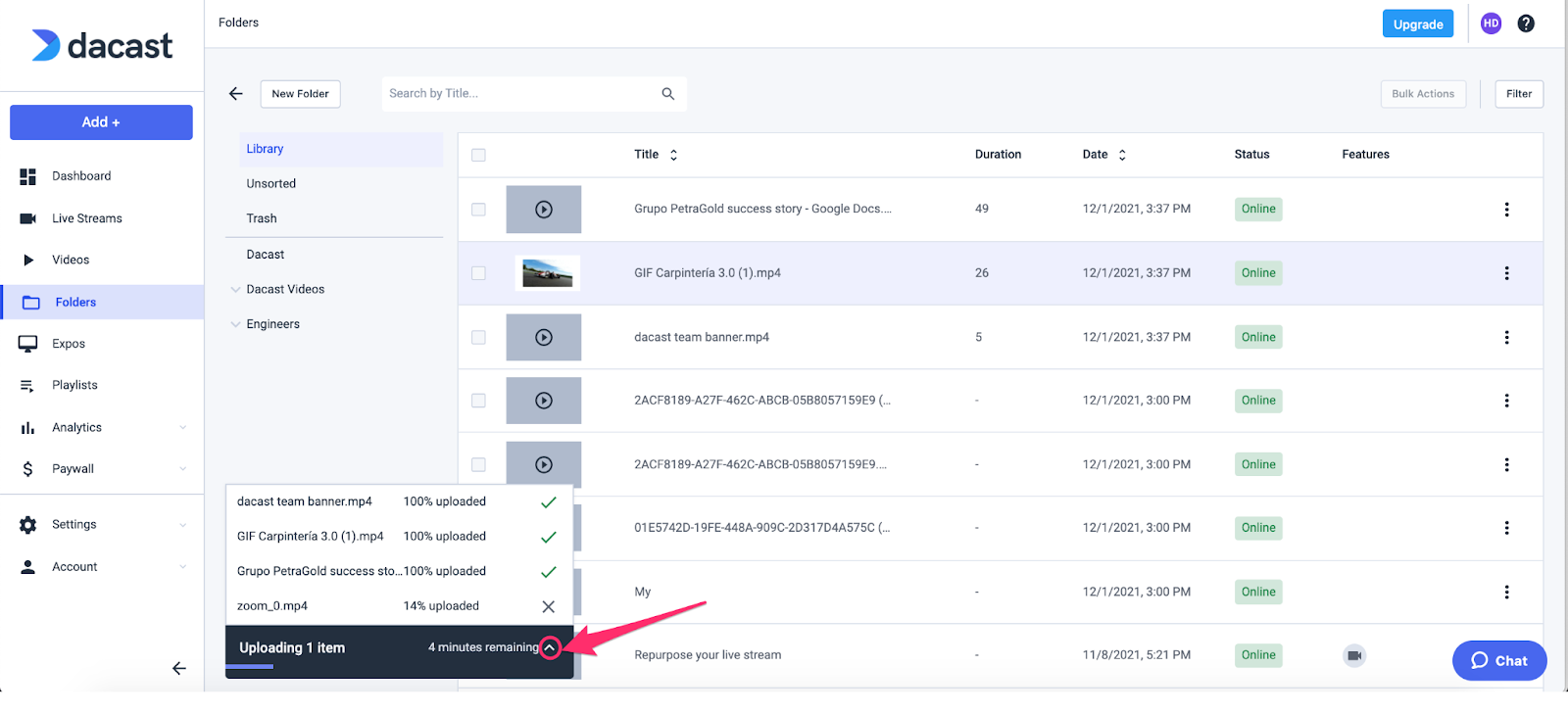 How to Upload Videos in Your Dacast Account? - Dacast
