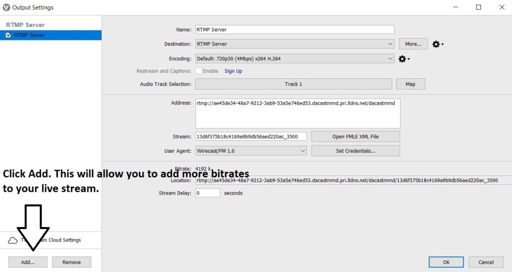 Wirecast Multi-Bitrates Settings Live Streaming Configuration | Dacast
