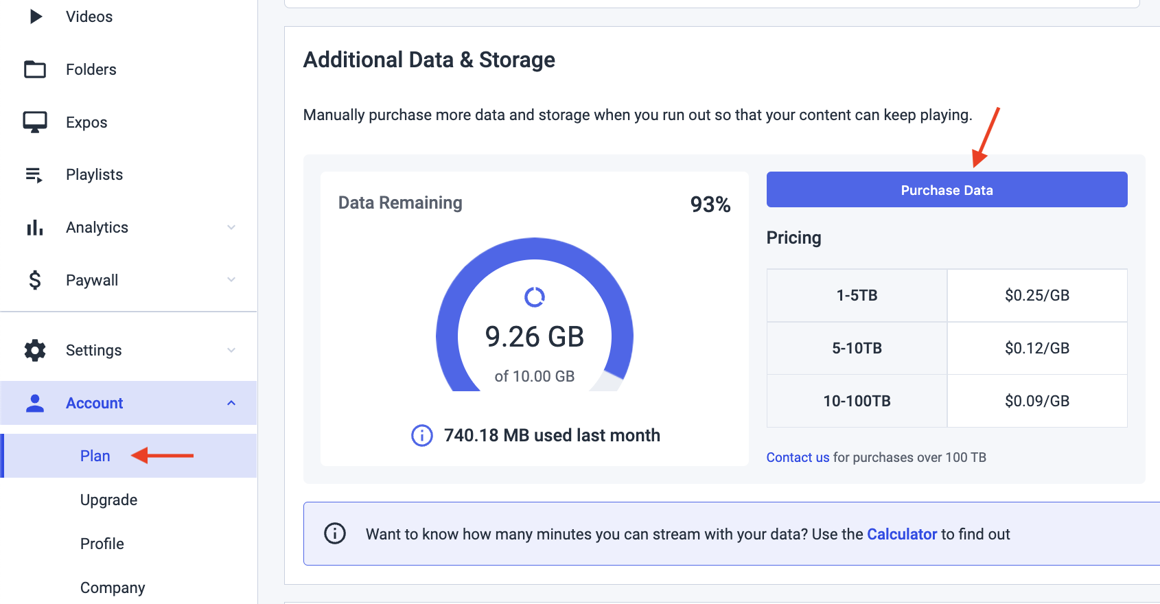 How to Buy Video Bandwidth and Storage for Streaming on Dacast - Dacast