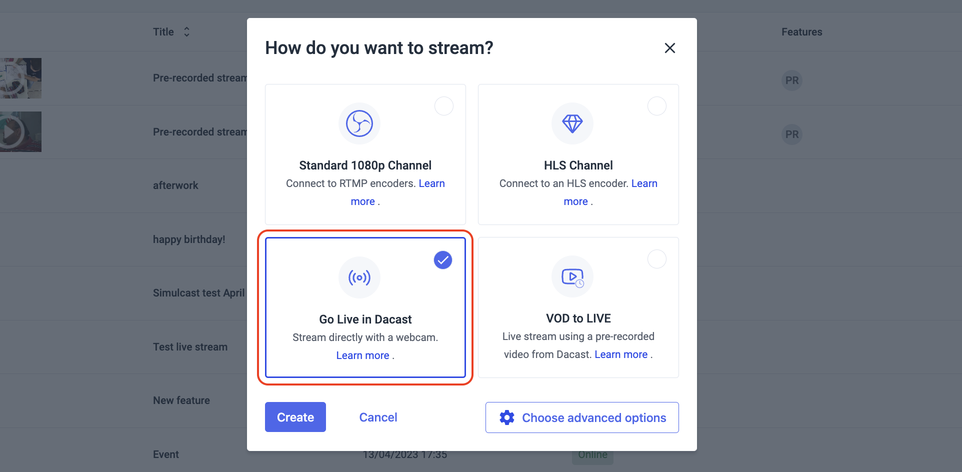 How To Use Dacast Browser-based Streaming (WebRTC) - Dacast