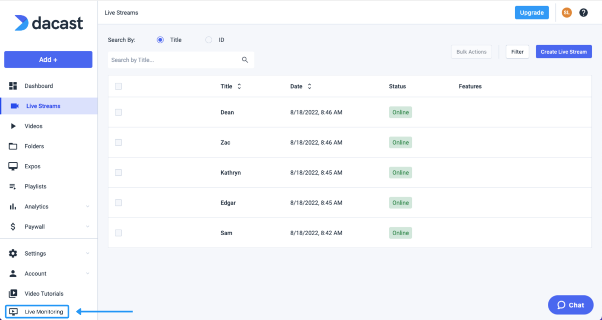 Setting Up the Dacast Live Stream Monitoring Feature - Dacast