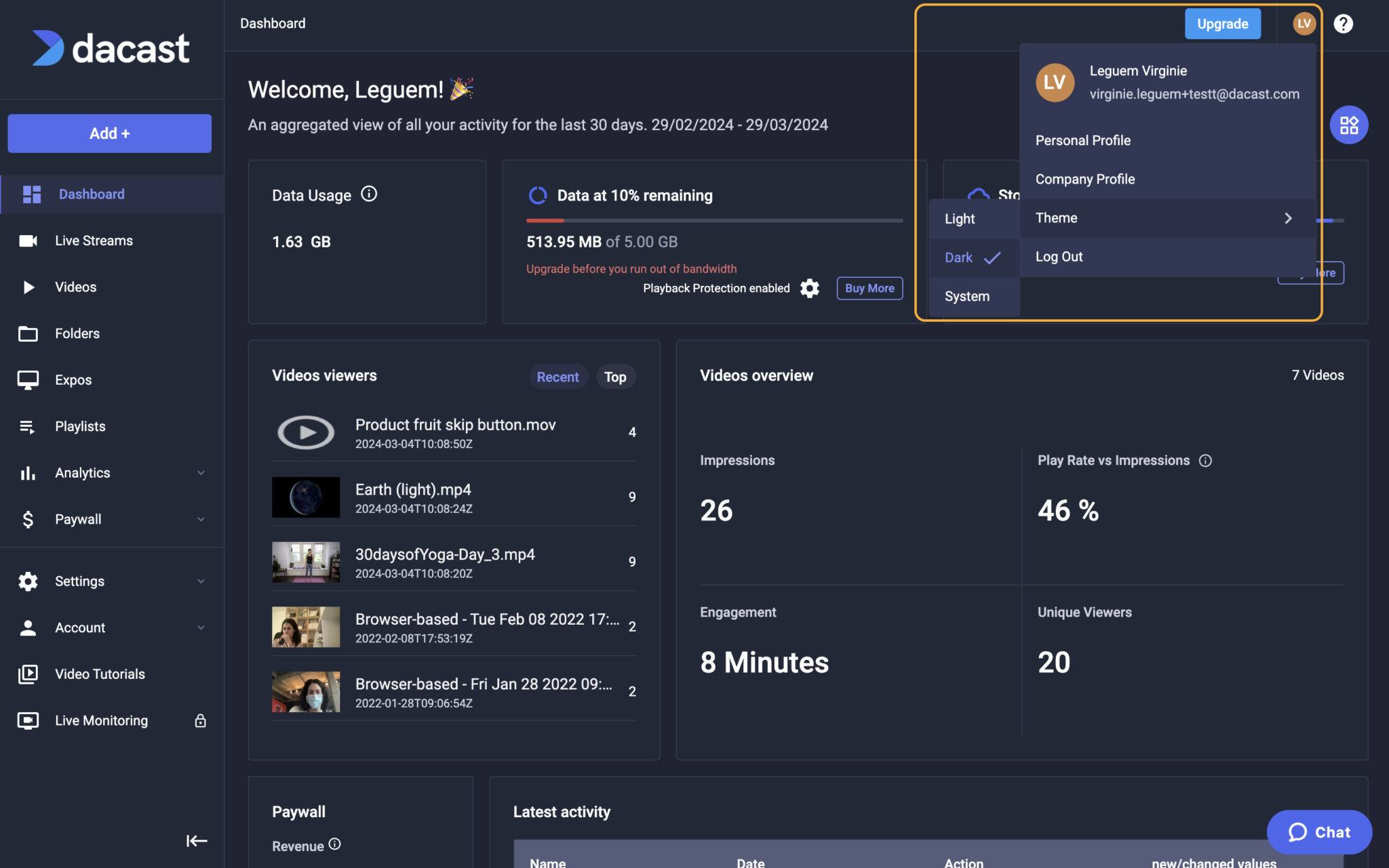 Introducing the New Dacast Dashboard - Dacast