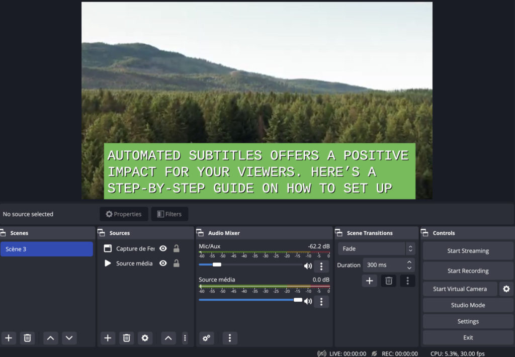 Set up automated subtitles with OBS for Live Streaming