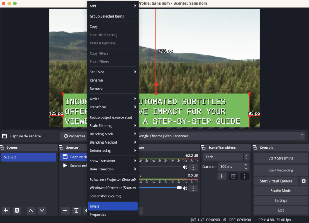 Set up automated subtitles with OBS for Live Streaming