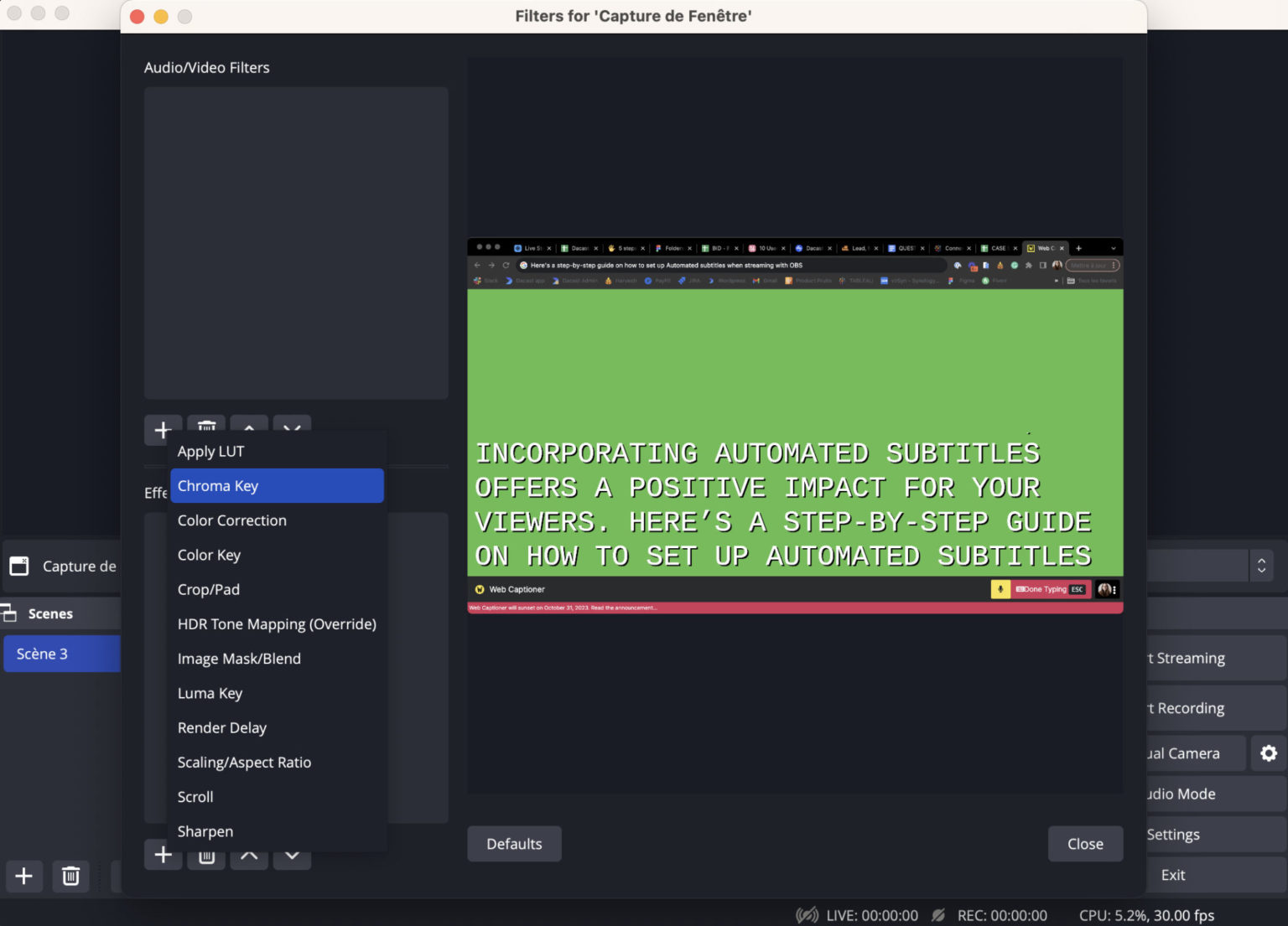 Set up automated subtitles with OBS for Live Streaming