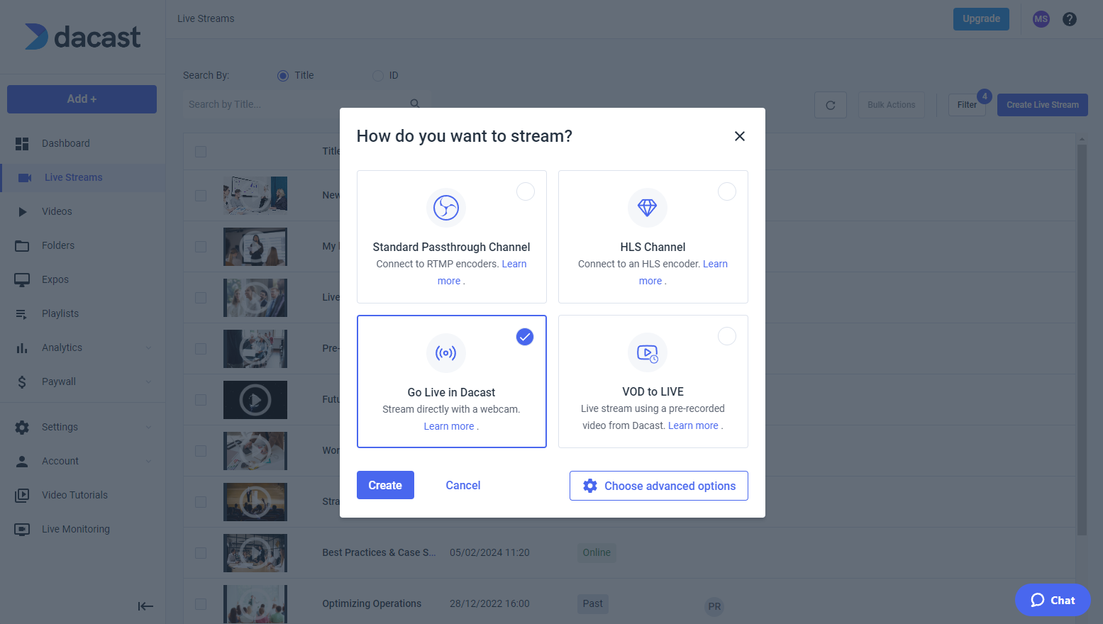 Go Live Quickly with Browser Based Streaming - Dacast