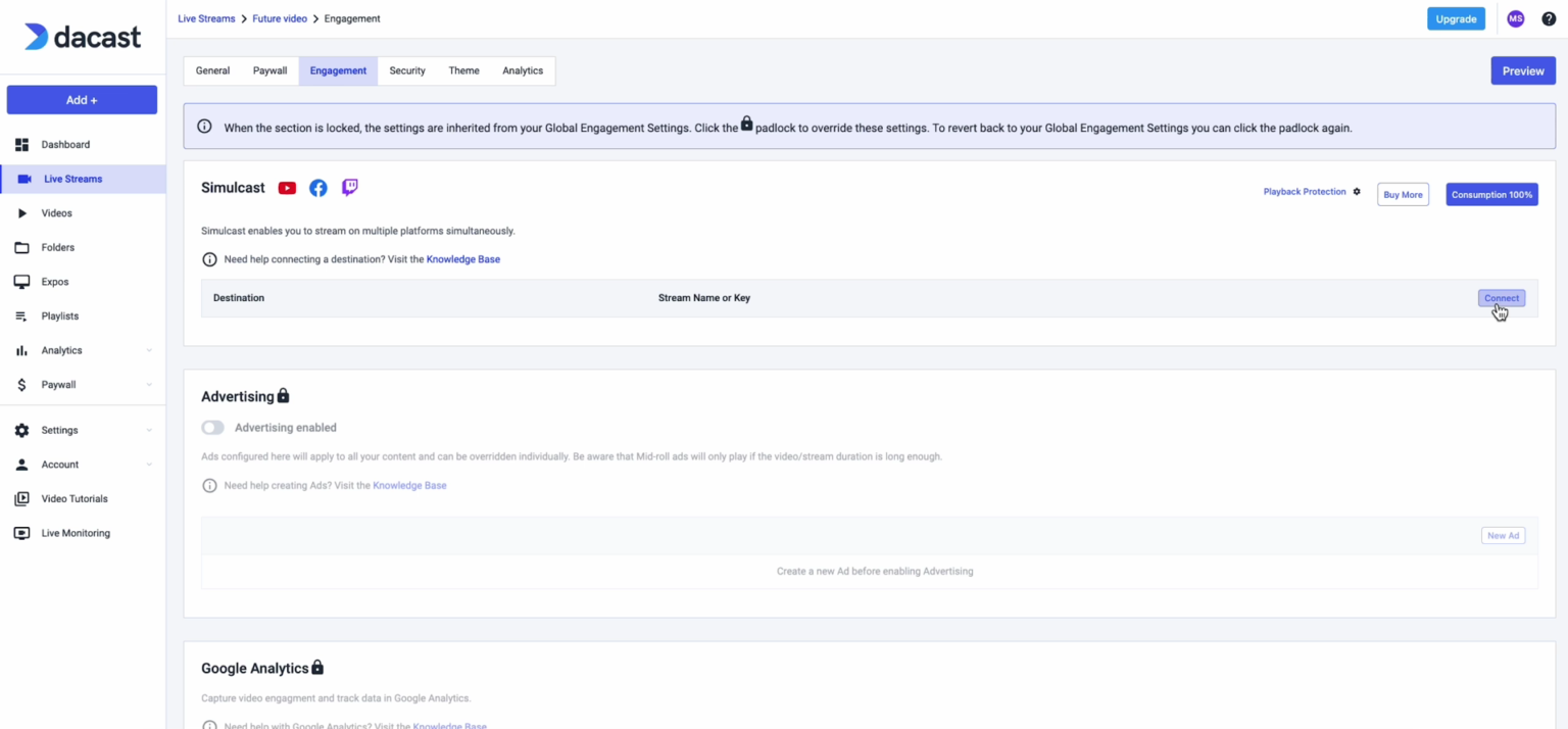 Simulcast to Multiple Destinations from the Dacast Platform - Dacast